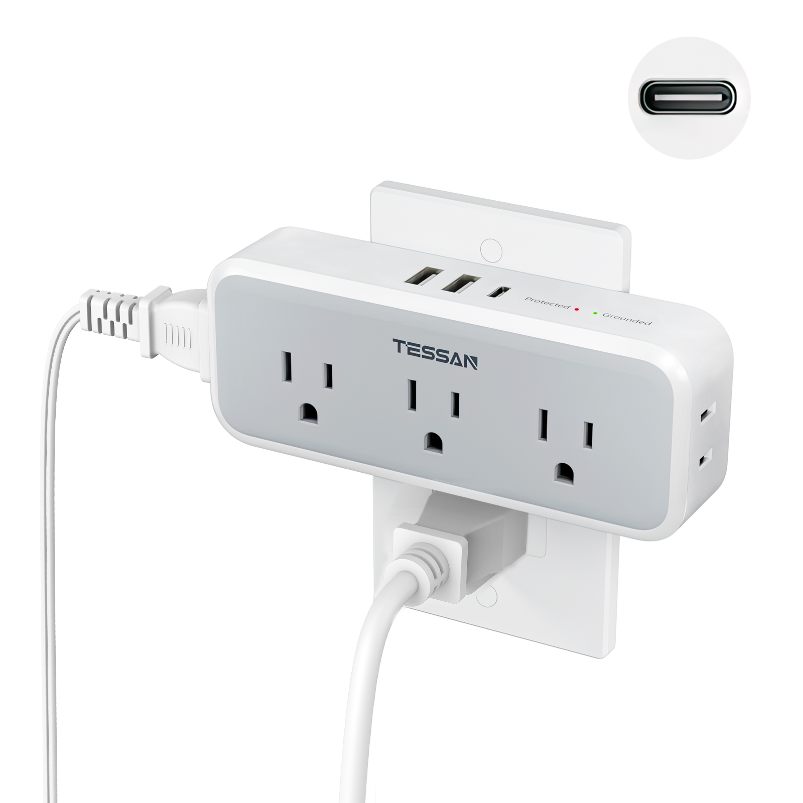 Tessan US/ Canada/ Mexico 15W Multi Outlet Extender, Surge Protection ...